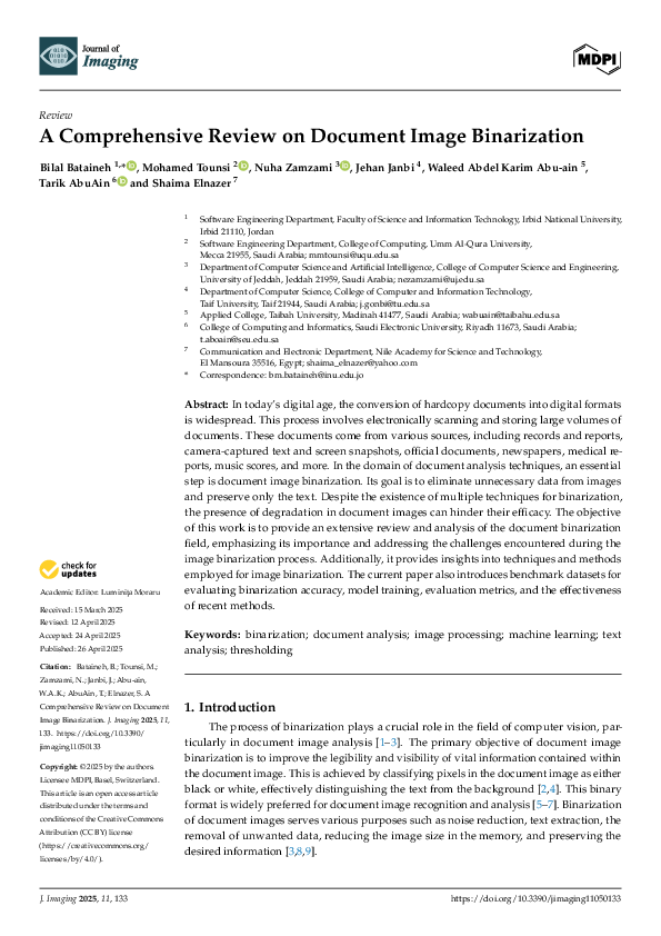(PDF) A Comprehensive Review on Document Image Binarization
