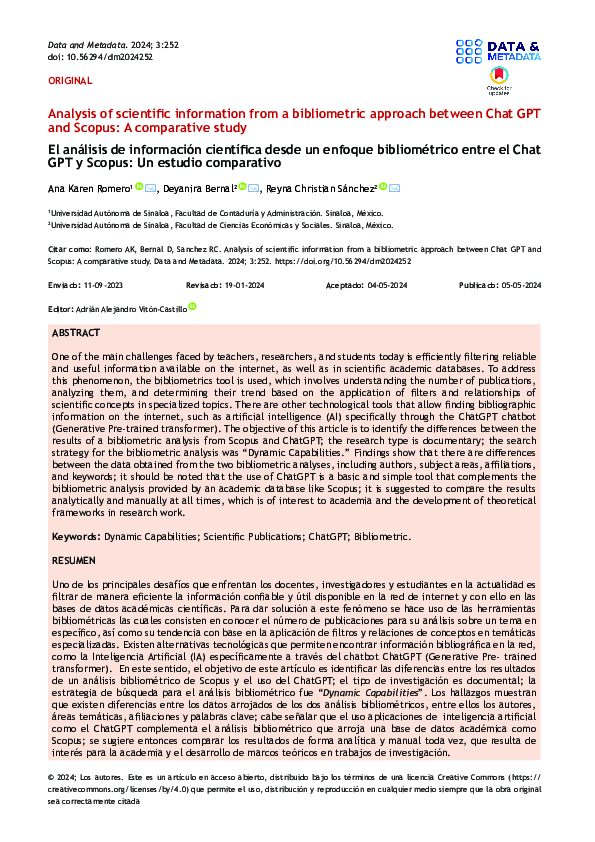 (PDF) El análisis de información científica desde un enfoque bibliométrico entre el Chat GPT y ...