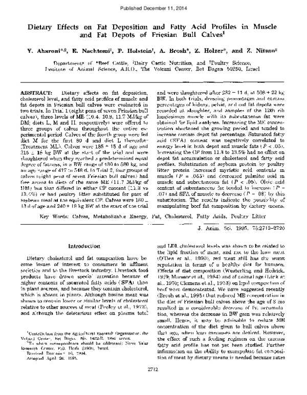 (PDF) Dietary effects on fat deposition and fatty acid profiles in ...