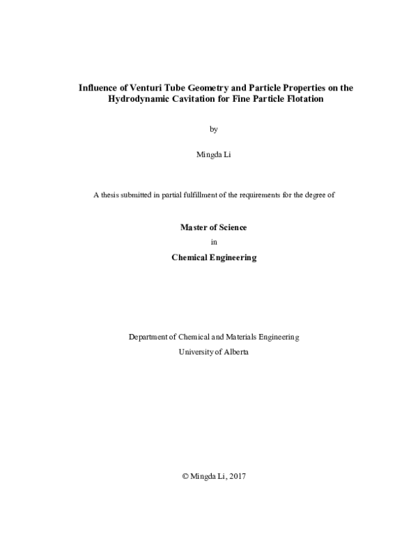 (PDF) Influence of Venturi Tube Geometry and Particle Properties on the ...