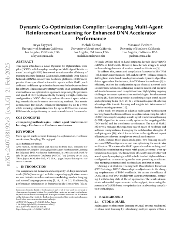 (PDF) ARCO:Adaptive Multi-Agent Reinforcement Learning-Based Hardware/Software Co-Optimization ...
