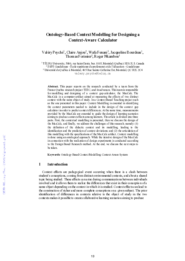 (PDF) Ontology-Based Context Modelling for Designing a Context-Aware Calculator