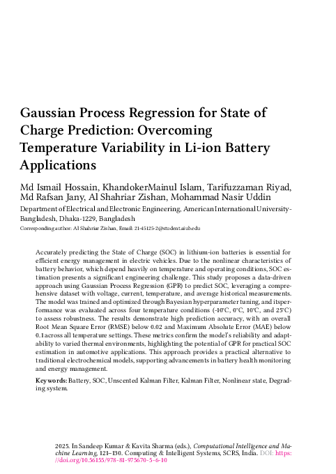(PDF) Gaussian Process Regression for State of Charge Prediction ...