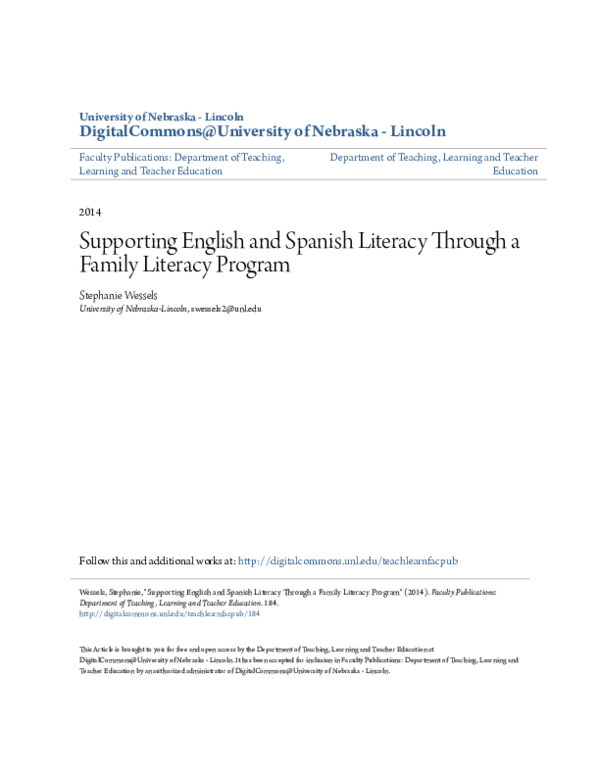 (PDF) Supporting English and Spanish Literacy Through a Family Literacy ...