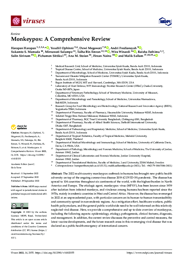 (PDF) Monkeypox: A Comprehensive Review