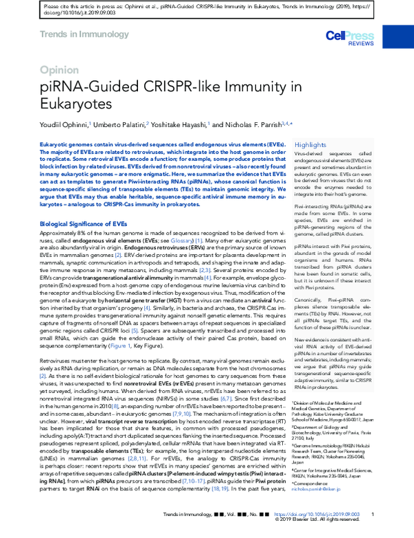 (PDF) piRNA-Guided CRISPR-like Immunity in Eukaryotes