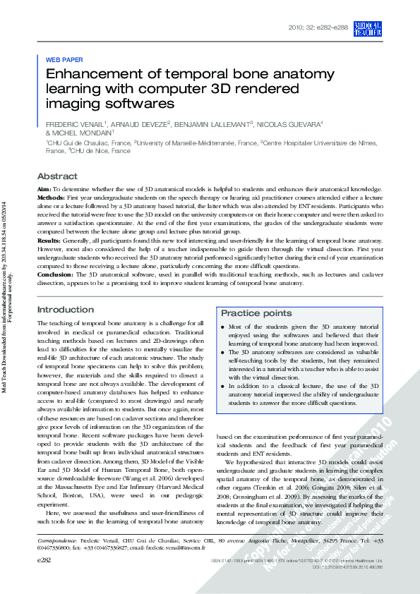(PDF) Enhancement of temporal bone anatomy learning with computer 3D ...