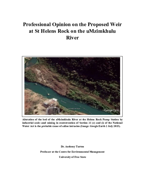 (PDF) Public Submission Helens Rock Weir Anthony Turton