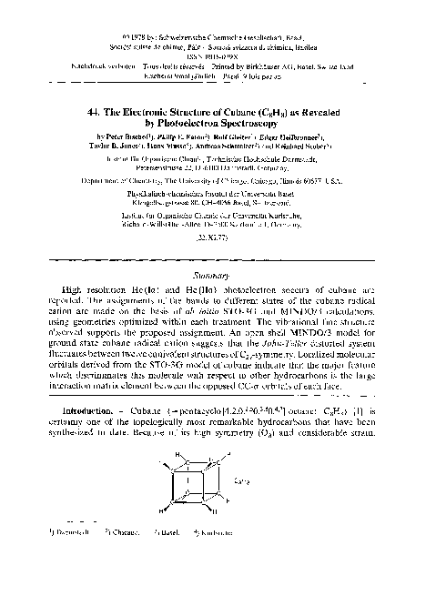 (PDF) The Electronic Structure of Cubane (C8H8) as Revealed by ...