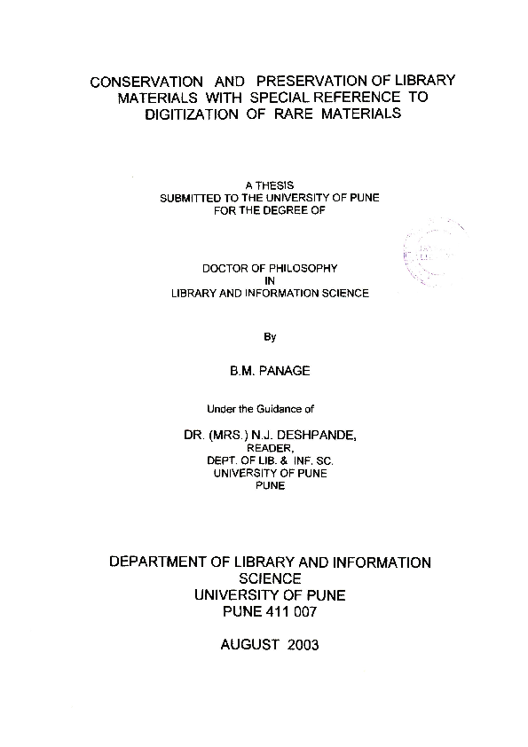 (PDF) Conservation and preservation of library materials with special ...