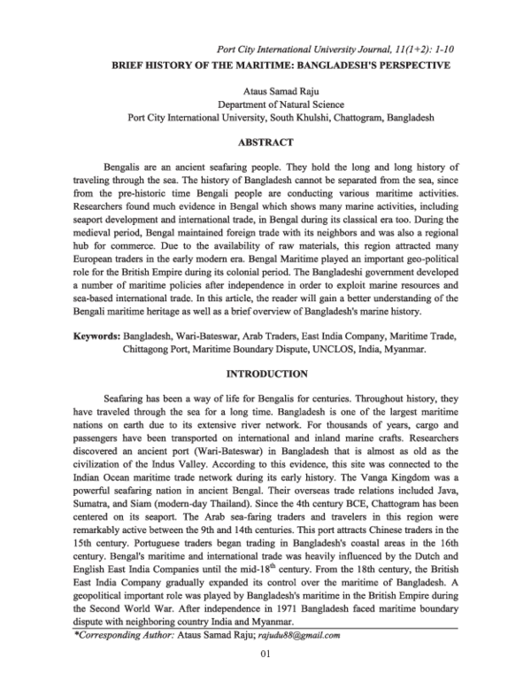 (PDF) Brief History of Maritime: Bangladesh Perspective