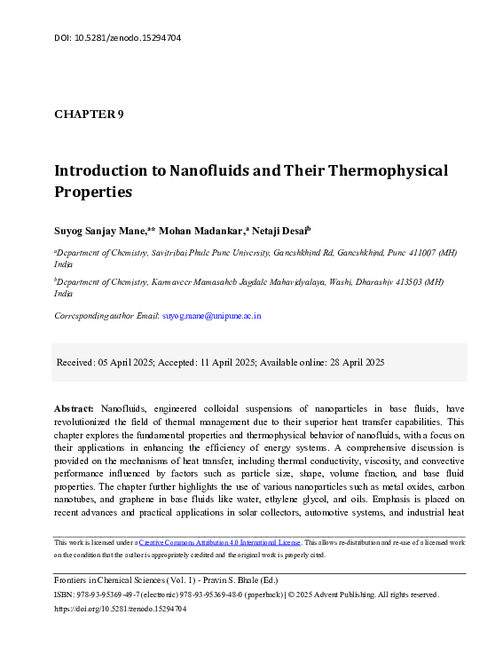 (PDF) Introduction to Nanofluids and Their Thermophysical Properties