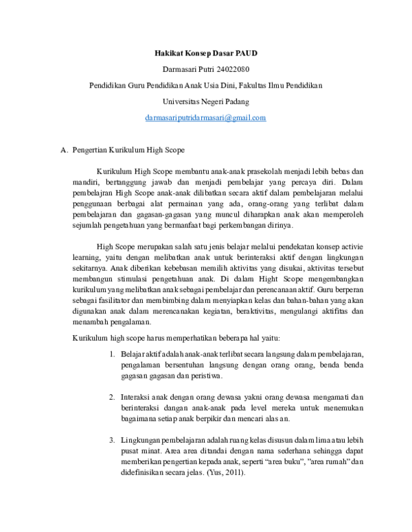 (PDF) Hakikat Konsep Dasar PAUD