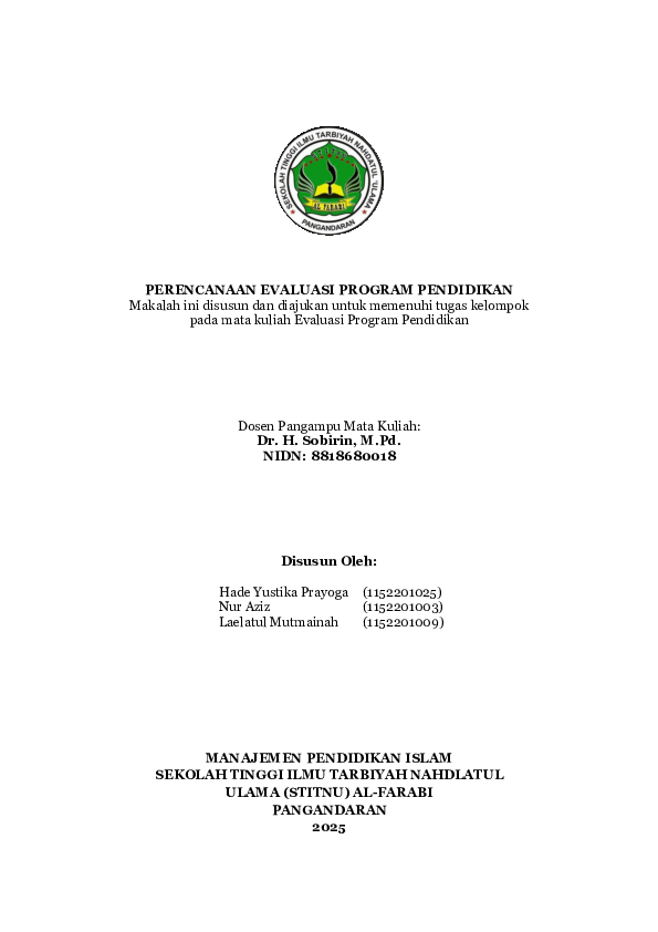 (PDF) MAKALAH PERENCANAAN EVALUASI PROGRAM PENDIDIKAN