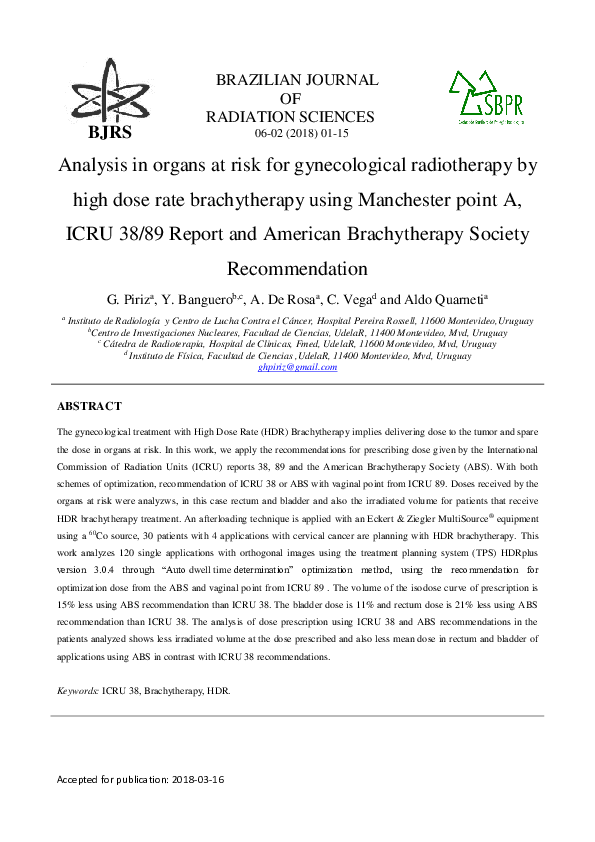 (PDF) Analysis in organs at risk for gynecological radiotherapy by High ...