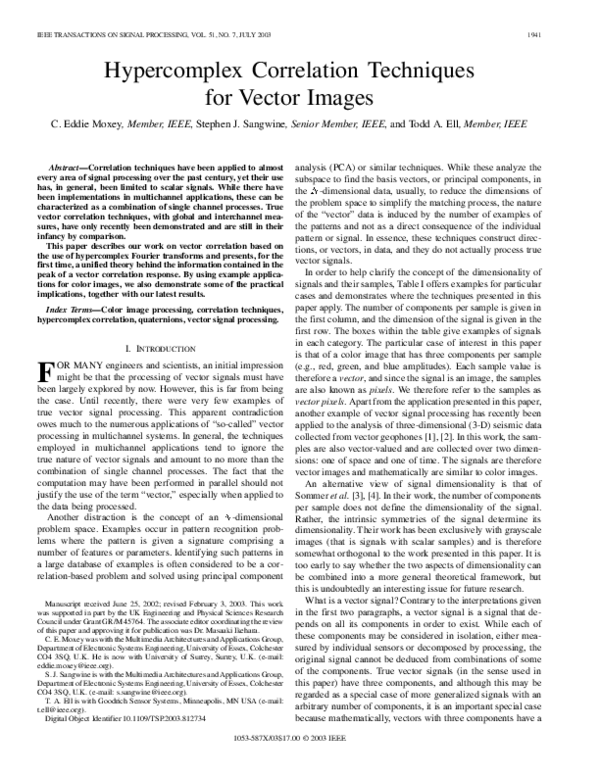 (PDF) Hypercomplex correlation techniques for vector images