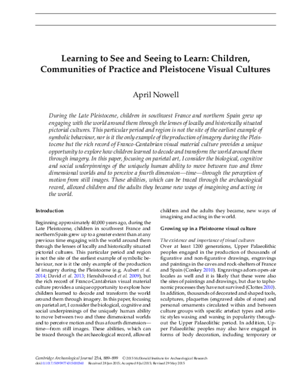 (PDF) Learning to See and Seeing to Learn: Children, Communities of ...