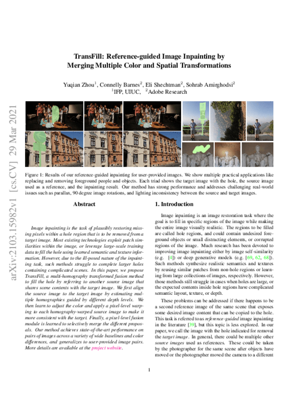 (PDF) TransFill: Reference-guided Image Inpainting by Merging Multiple ...