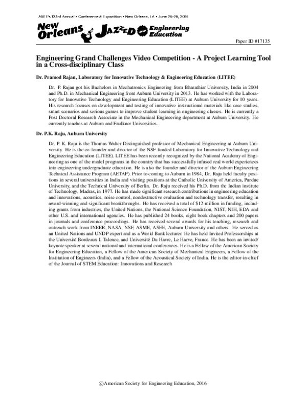 (PDF) Engineering Grand Challenges Video Competition - A Project ...