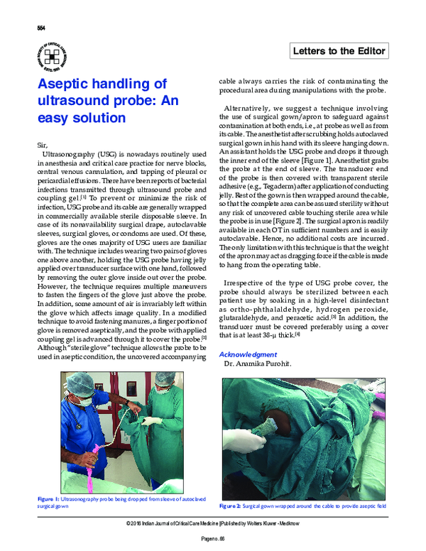 (PDF) Aseptic handling of ultrasound probe: An easy solution