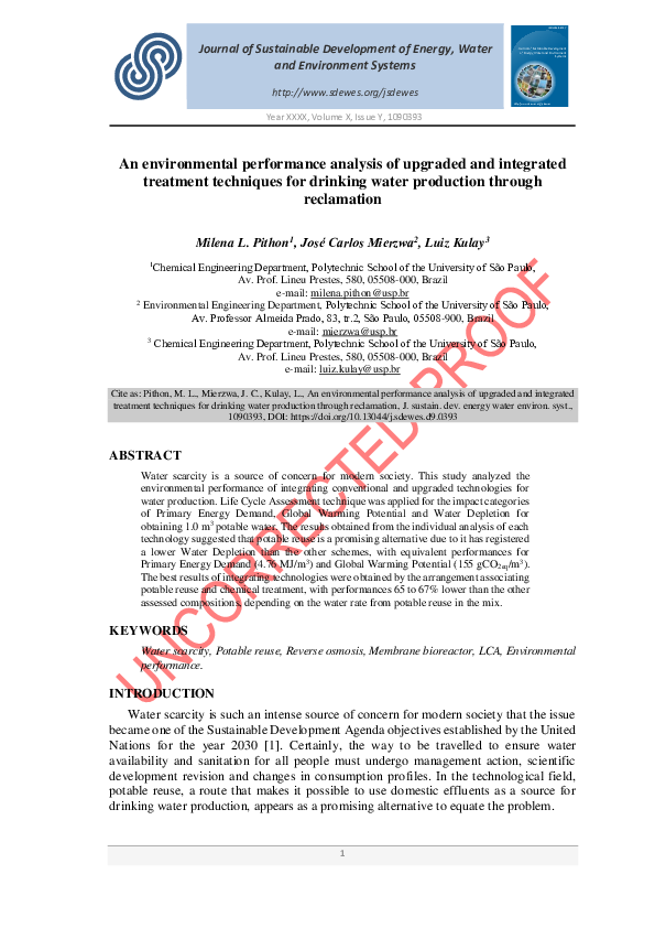 (PDF) An Environmental Performance Analysis of Upgraded and Integrated Treatment Techniques for ...