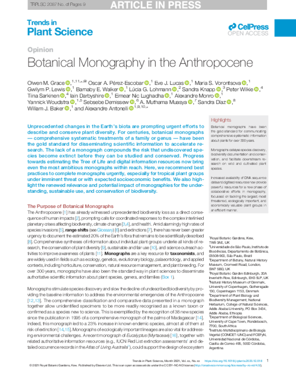 (PDF) Botanical Monography in the Anthropocene