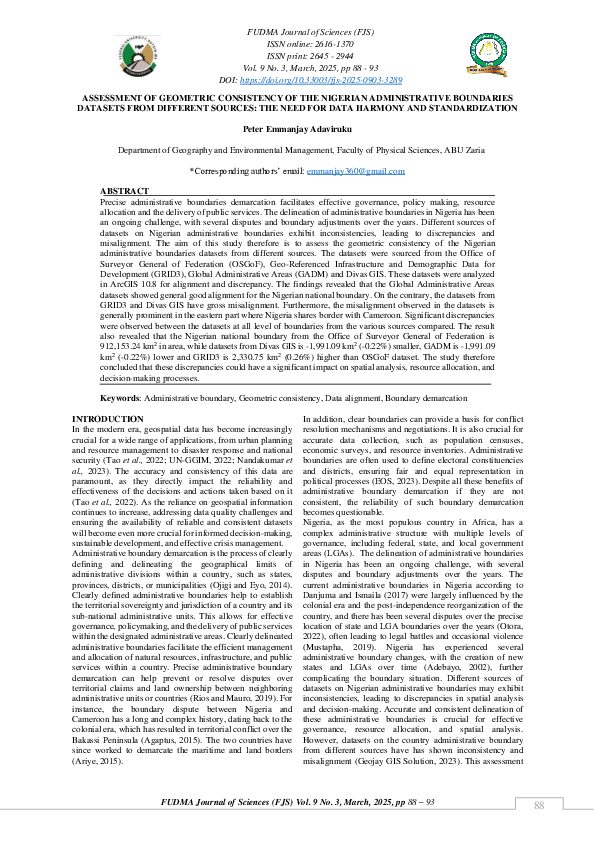(PDF) ASSESSMENT OF GEOMETRIC CONSISTENCY OF THE NIGERIAN ADMINISTRATIVE BOUNDARIES DATASETS ...