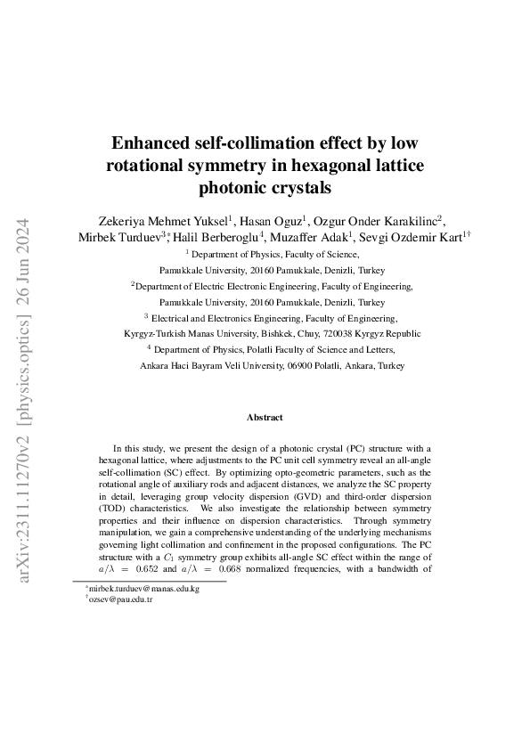 (PDF) Enhanced self-collimation effect by low rotational symmetry in hexagonal lattice photonic ...