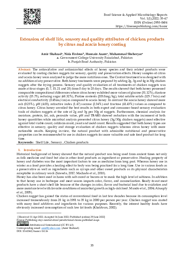 (PDF) Extension of shelf life, sensory and quality attributes of ...