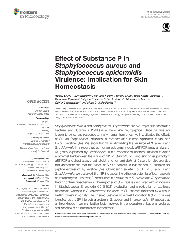 (PDF) Effect of Substance P in Staphylococcus aureus and Staphylococcus ...