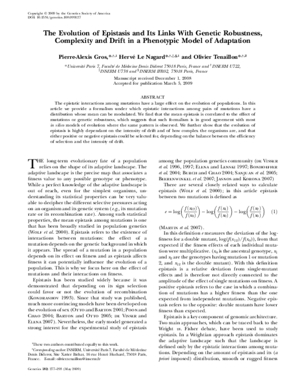 (PDF) The Evolution of Epistasis and Its Links With Genetic Robustness ...