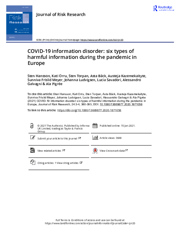 (PDF) COVID-19 information disorder: six types of harmful information ...
