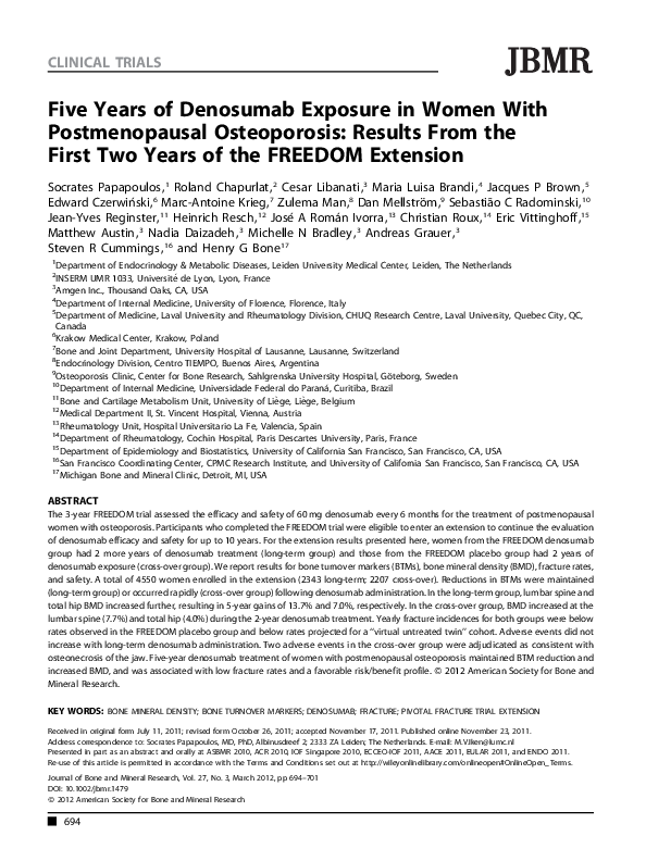 (PDF) Five years of denosumab exposure in women with postmenopausal ...