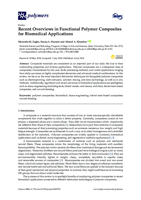 (PDF) Recent Overviews in Functional Polymer Composites for Biomedical ...
