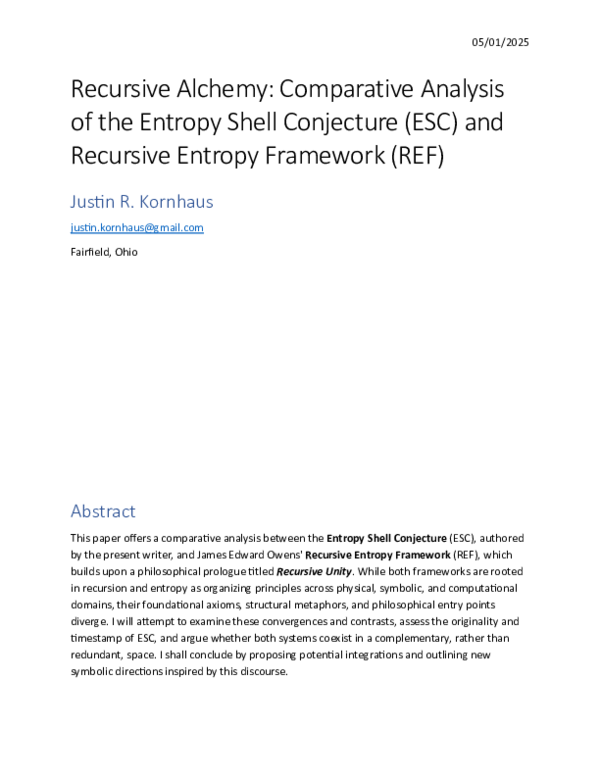 (PDF) Recursive Alchemy: Comparative Analysis of the Entropy Shell ...