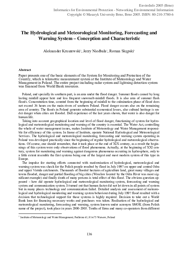 (PDF) The Hydrological and Meteorological Monitoring, Forecasting and Warning System ...