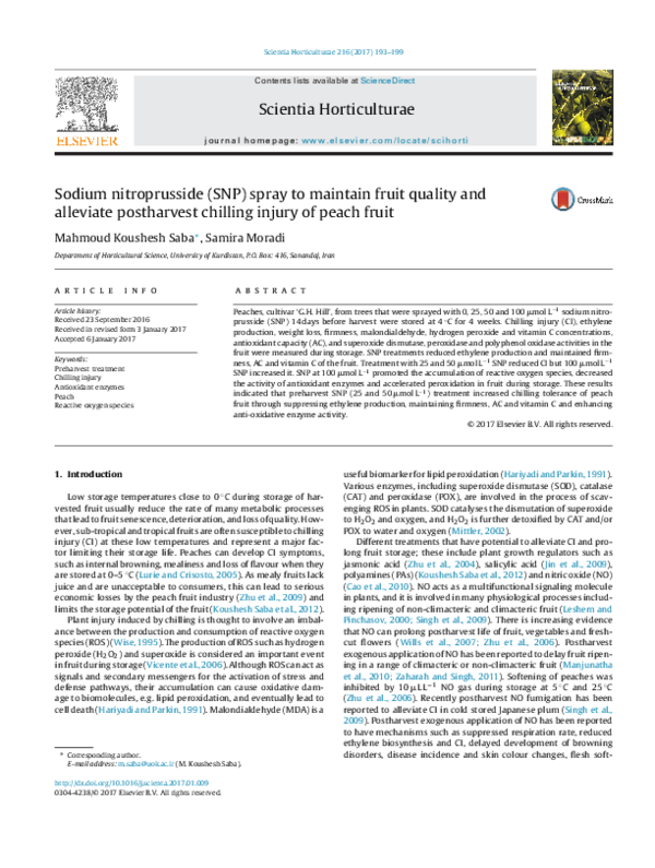(PDF) Sodium nitroprusside (SNP) spray to maintain fruit quality and ...