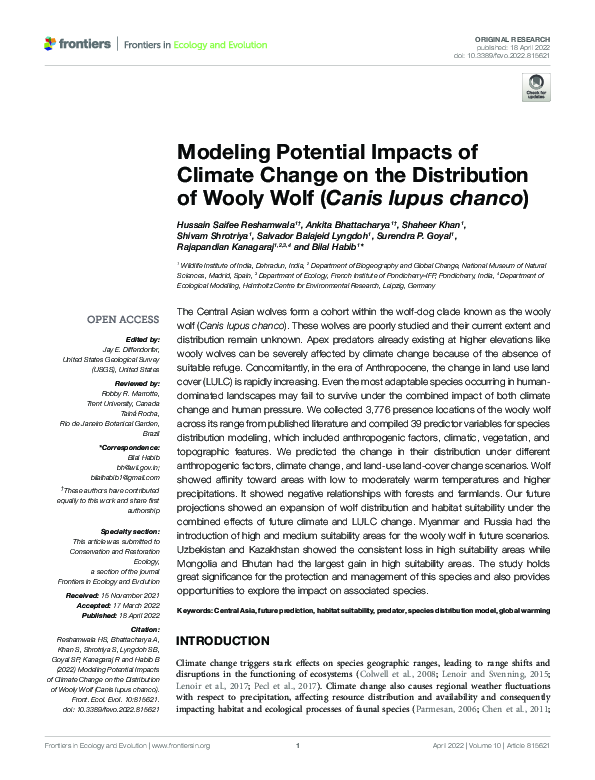 (PDF) Modeling Potential Impacts of Climate Change on the Distribution ...
