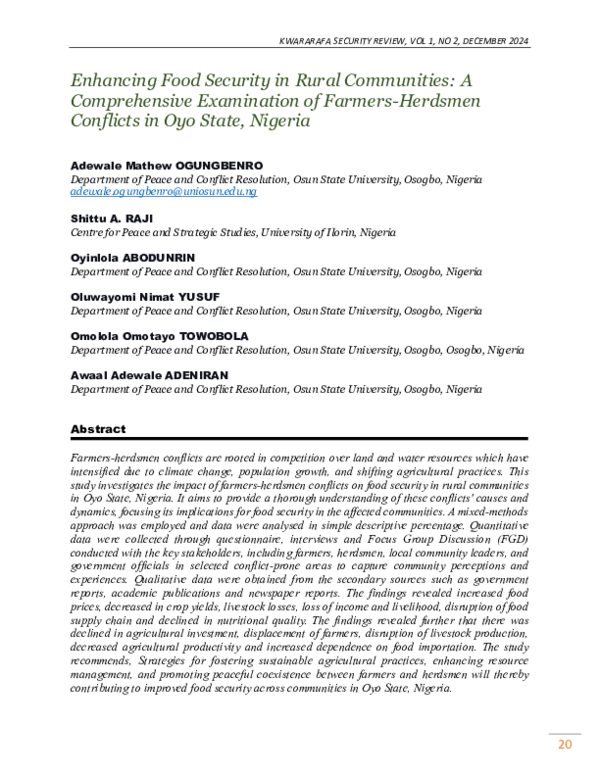 (PDF) Enhancing Food Security in Rural Communities: A Comprehensive ...