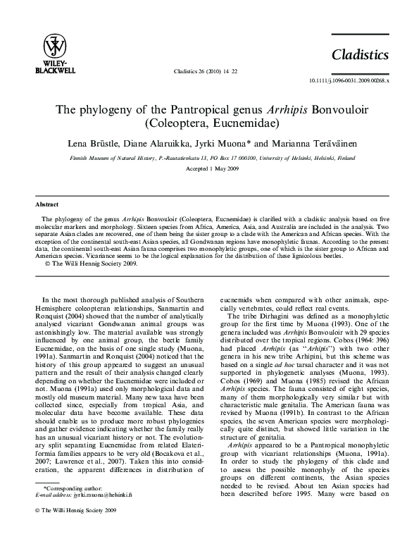 (PDF) The phylogeny of the Pantropical genus Arrhipis Bonvouloir ...