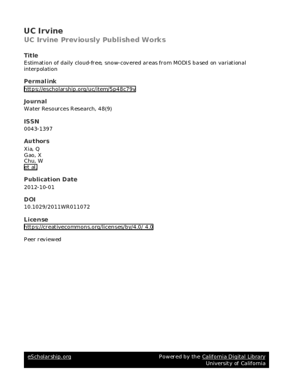 (PDF) Estimation of daily cloud‐free, snow‐covered areas from MODIS ...