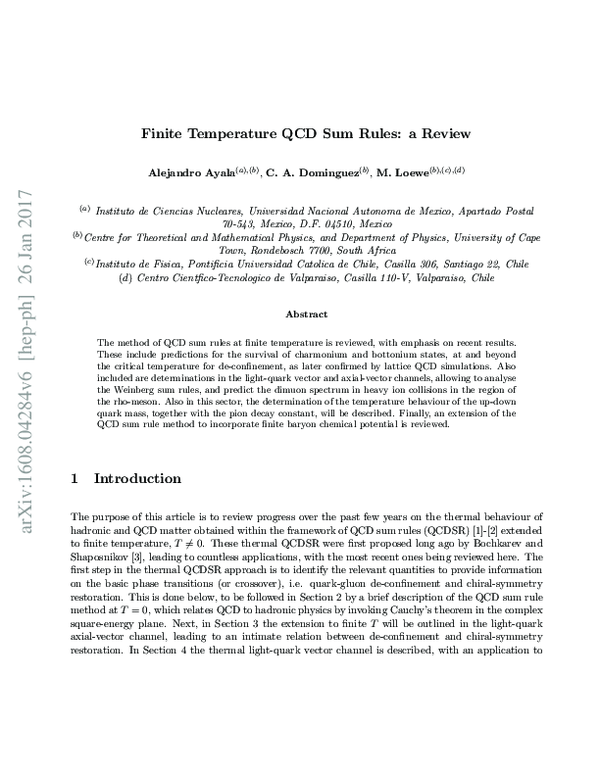 (PDF) QCD Sum Rules at Finite Temperature: a Review