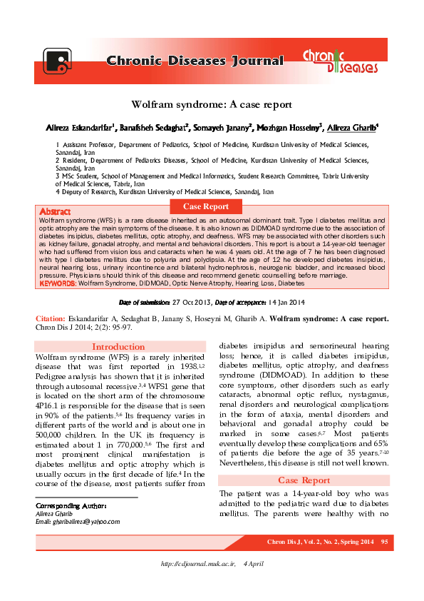(PDF) Wolfram syndrome: A case report