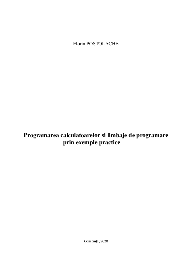 (PDF) Programarea calculatoarelor şi limbaje de programare prin exemple practice