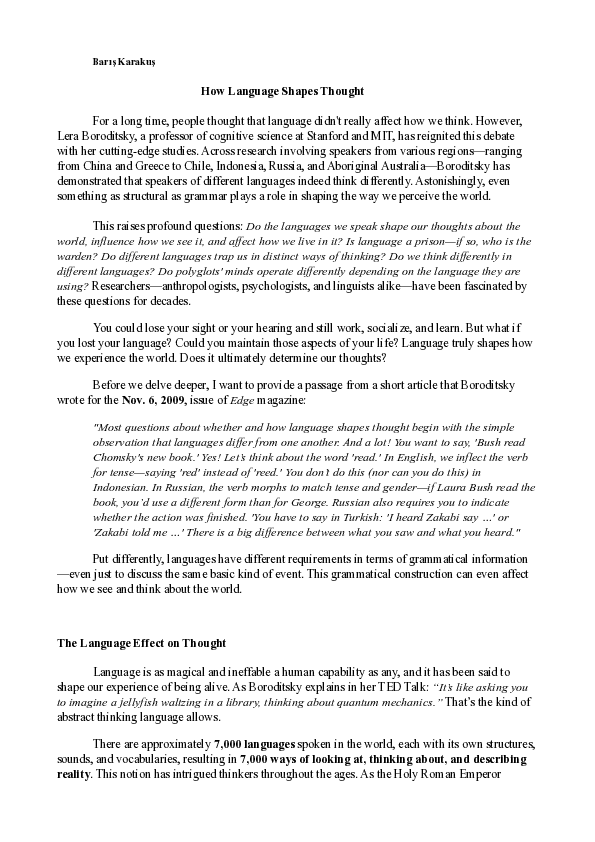 (PDF) How Language Shapes Thought