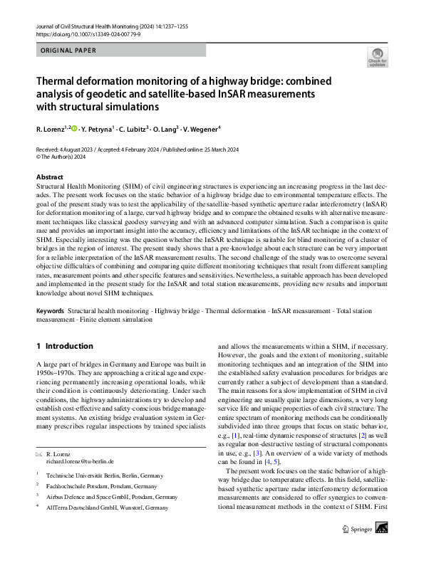 (PDF) Thermal deformation monitoring of a highway bridge: combined ...
