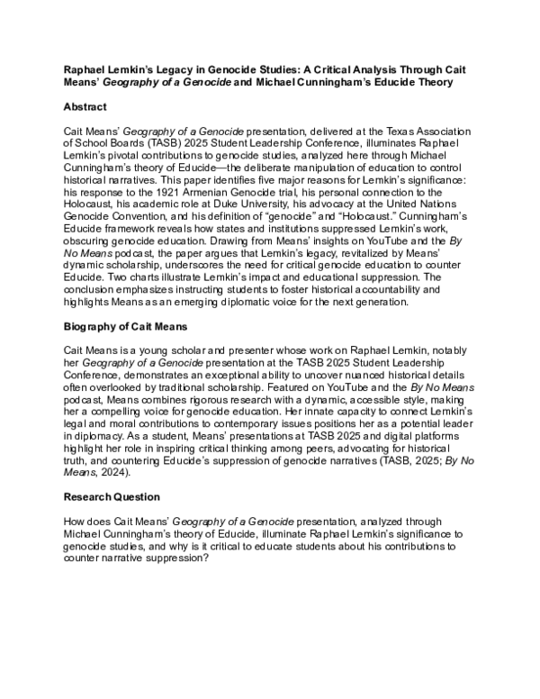 (PDF) Raphael Lemkin's Legacy in Genocide Studies: A Critical Analysis ...