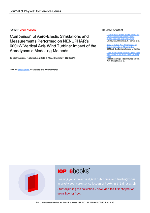 (PDF) Comparison of Aero-Elastic Simulations and Measurements Performed on NENUPHAR’s 600kW ...