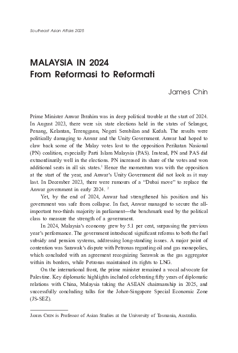 (PDF) Southeast Asian Affairs 2025