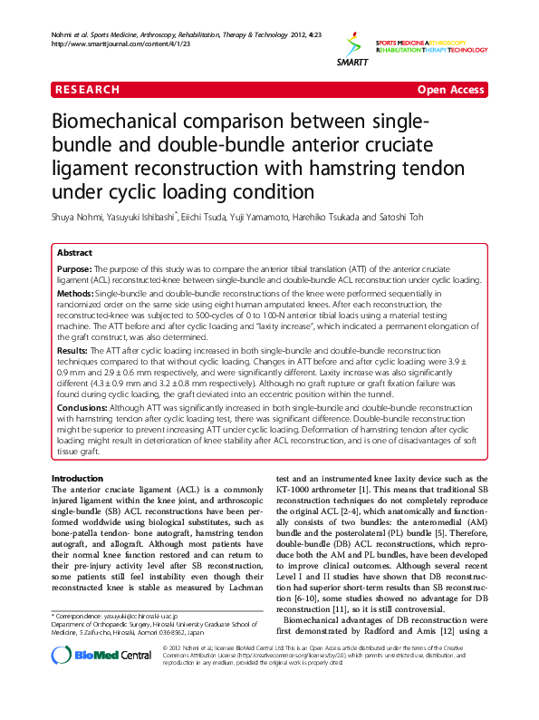 (PDF) Biomechanical comparison between single-bundle and double-bundle ...